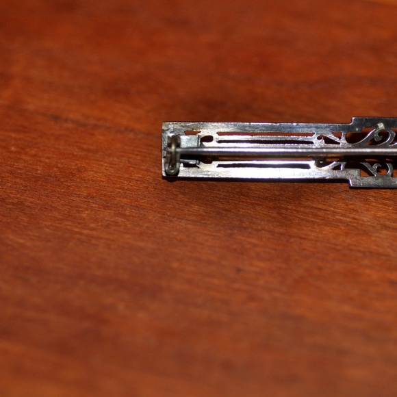 Jewelry | Art Deco Moonstone Sterling Silver Bar Pin | Poshmark